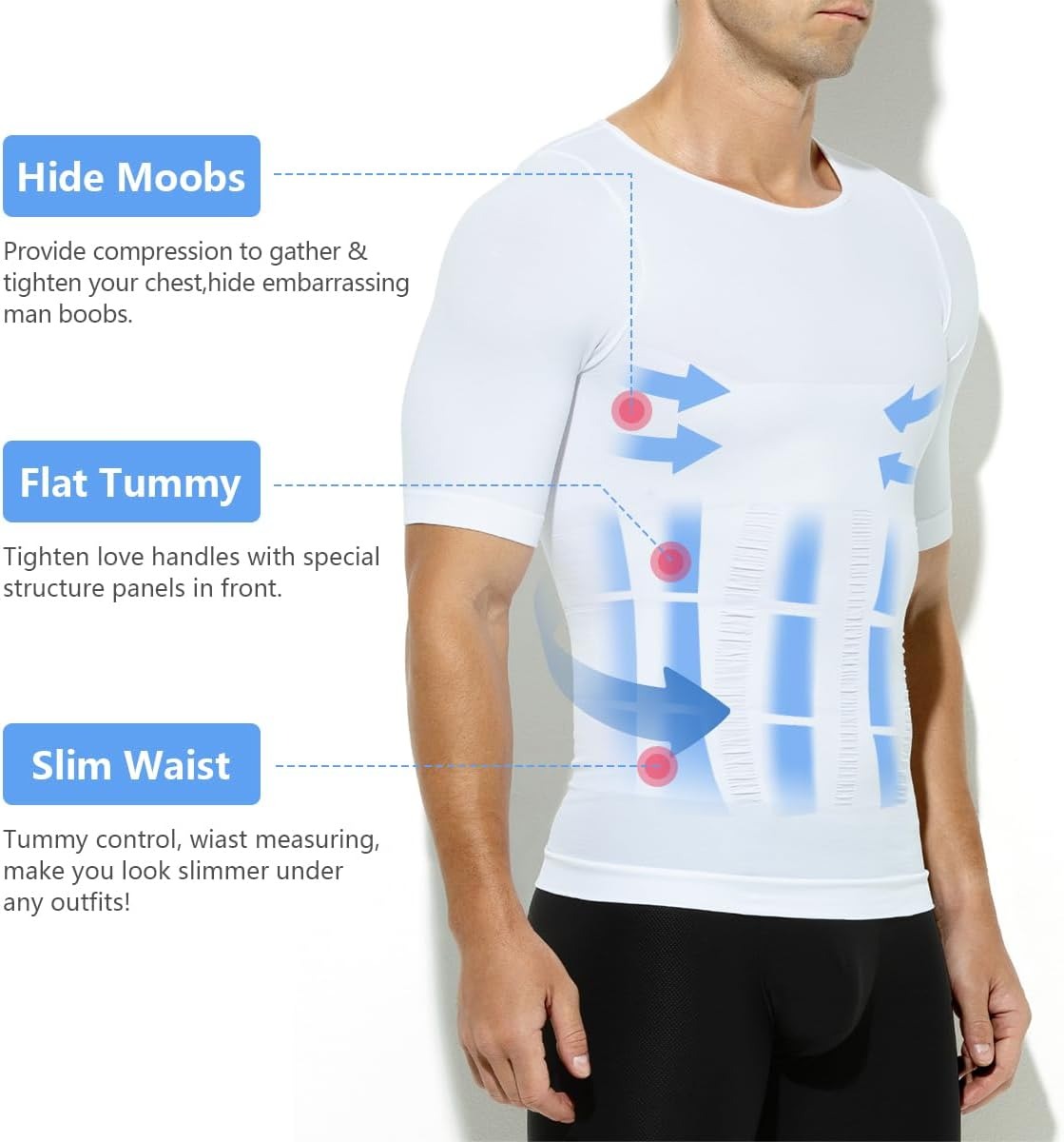 【M-3XL】Men Slimming Body Shaper Gynecomastia Vest Shirt Compression ...