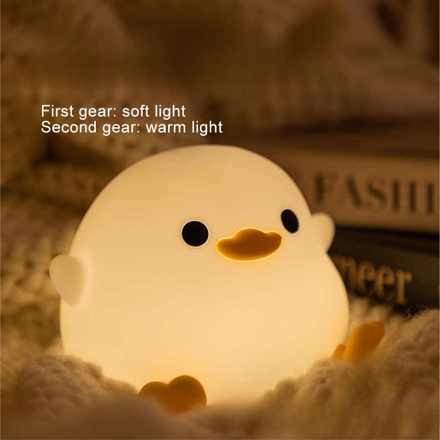 Cute Bean Duck LED Night Light Cartoon USB Rechargeable Silicone Lamp ...