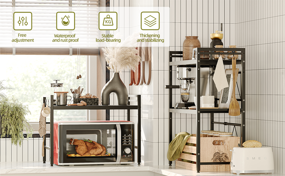 【SG Stock】Adjustable microwave rack Kitchen storage rack Oven rack ...
