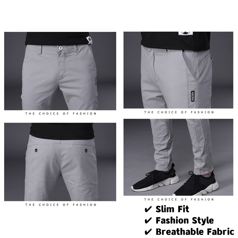 [Local Delivery] Men's Korean Pants Slim Fit Thin Ice Silk Casual Pant ...