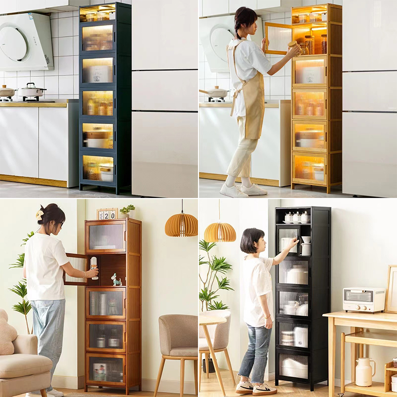 Kitchen Cabinet Sideboard Cabinet with Translucent Door Household ...