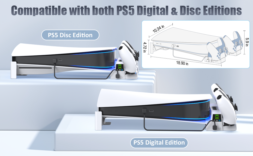 OIVO Horizontal Stand with 3-Tier Cooling Fan for PS5 Controller ...
