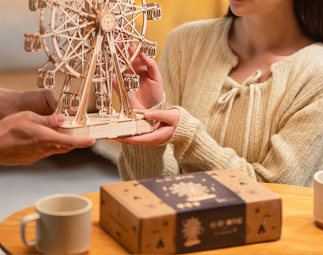 Rolife Rotating Music Box Ferris Wheel/DIY Wooden Building Block ...