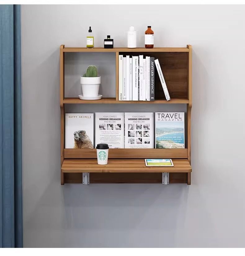 Wall folding desk, wooden home computer desk, suspended wall mounted ...