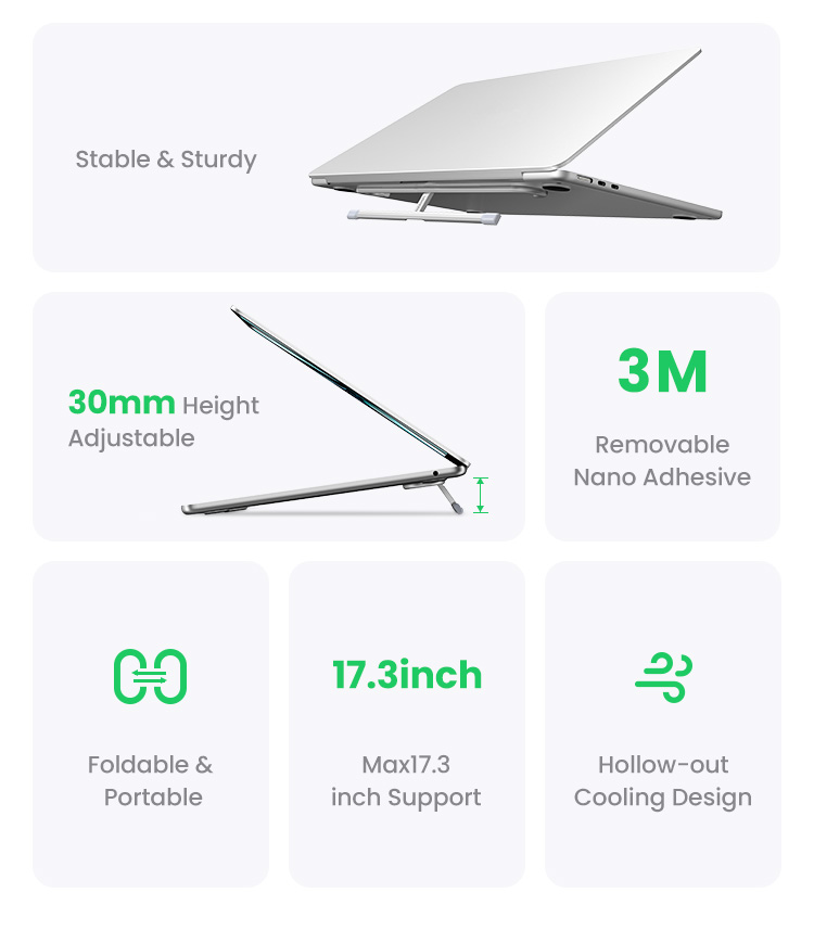 UGREEN Back Clip Holder Laptop Holder 30mm Height Adjustable Foldable ...