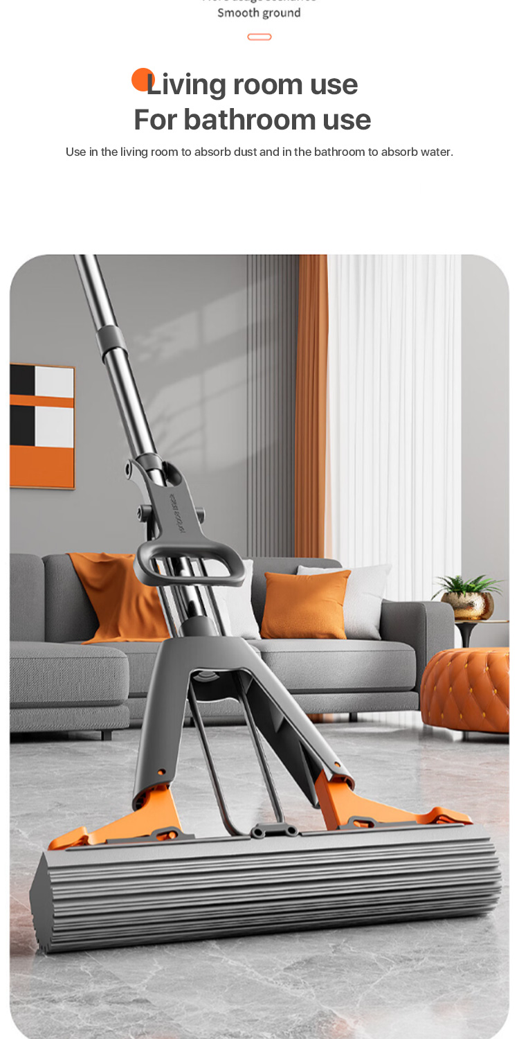 [SG STOCK]Self Wringing Sponge Mop for Floor Cleaning with 2 PVA Sponge ...