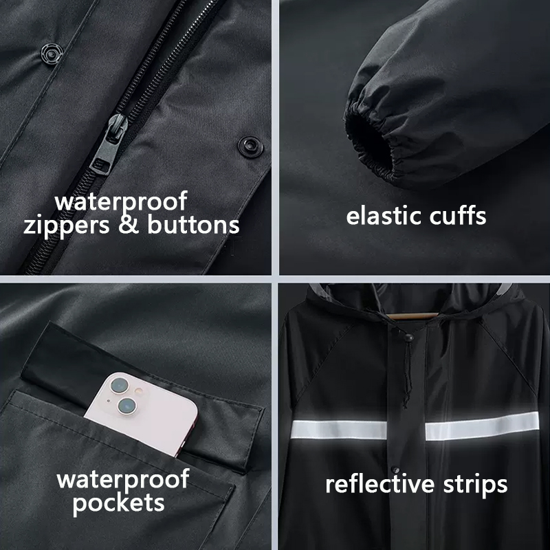 HOTOP Premium Oxford Cloth Raincoat For Adults Hooded Long Rainsuit ...