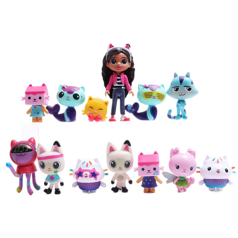 13Pcs/Set 5-9cm Cartoon Anime Gabby's Dollhouse Figure Smiling Cat Cute ...