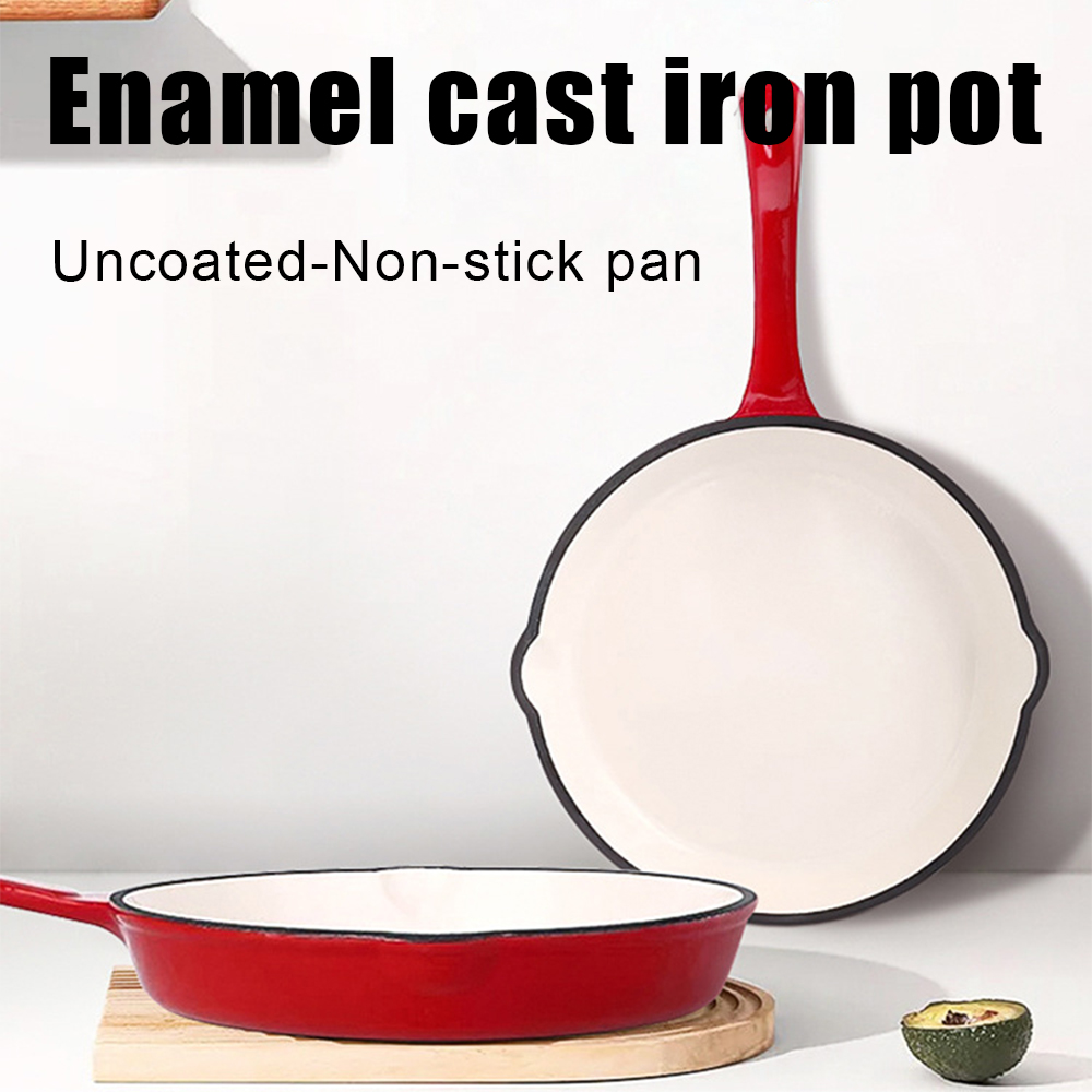 Enamel Cast iron Frying Pan French Casserole Cooking Pot Frying Pan ...