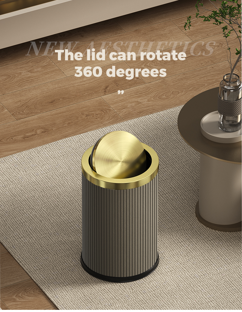 9l Metal Trash Can, Bathroom Shaking Lid Trash Can, Stainless Steel ...