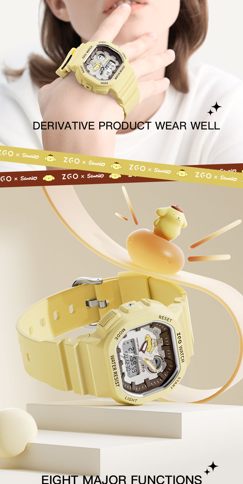 【Ready Stock】ZGO x Sanrio Pompompurin Children's Watch for Girls ...