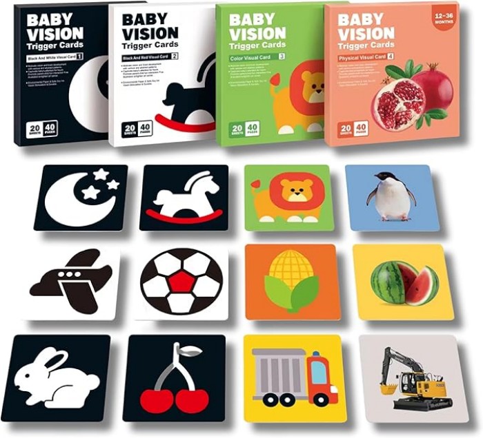 [SG STOCK] Montessori Black and White Color Visual Flash Card Baby ...