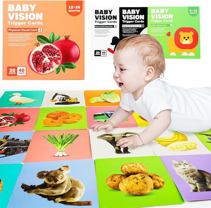[SG STOCK] Montessori Black and White Color Visual Flash Card Baby ...