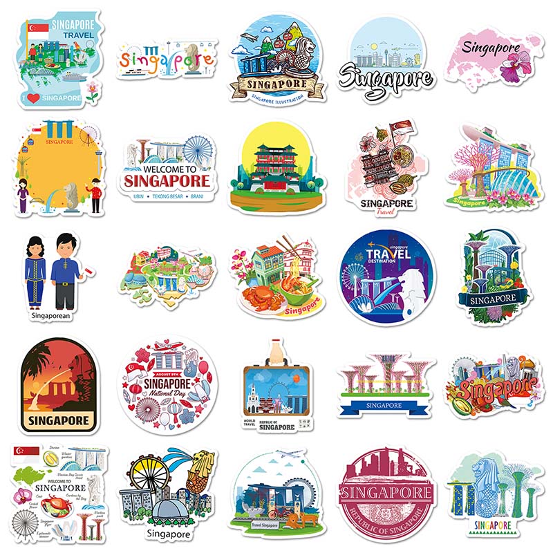 50pcs Singapore Stickers Merlion Park Universal Studios Graffiti ...