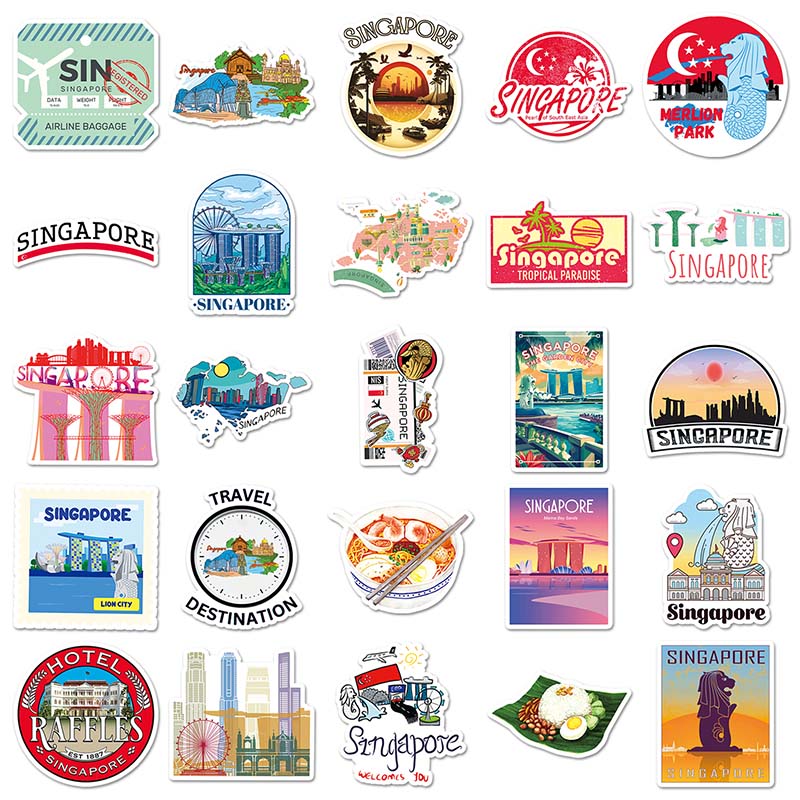 50pcs Singapore Stickers Merlion Park Universal Studios Graffiti ...
