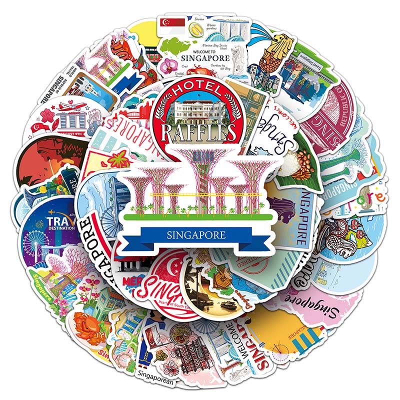50pcs Singapore Stickers Merlion Park Universal Studios Graffiti ...