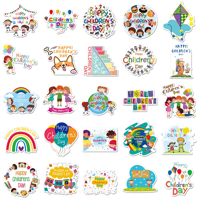 50PCS Children's Day Cartoon Sticker Waterproof Decoration Toy Album ...