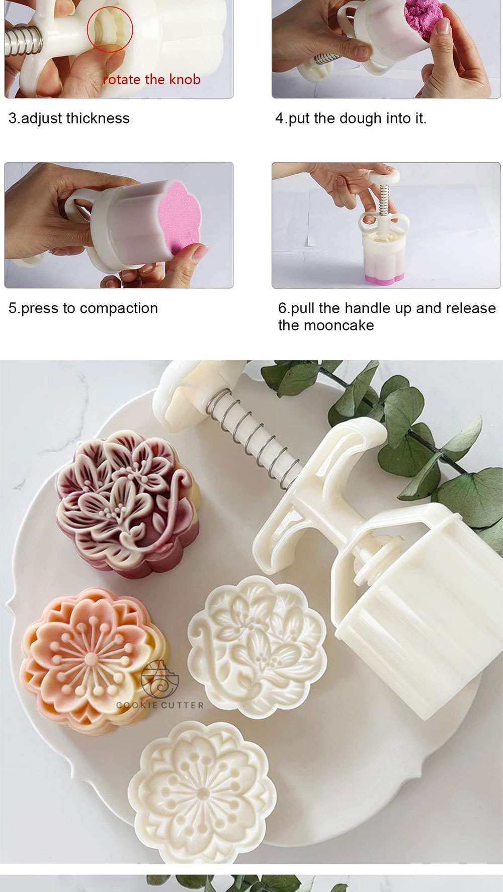 2pcs/Set 75g Azalea Flower Moon Cake Plunger Mold Cherry Cookie Cutter ...