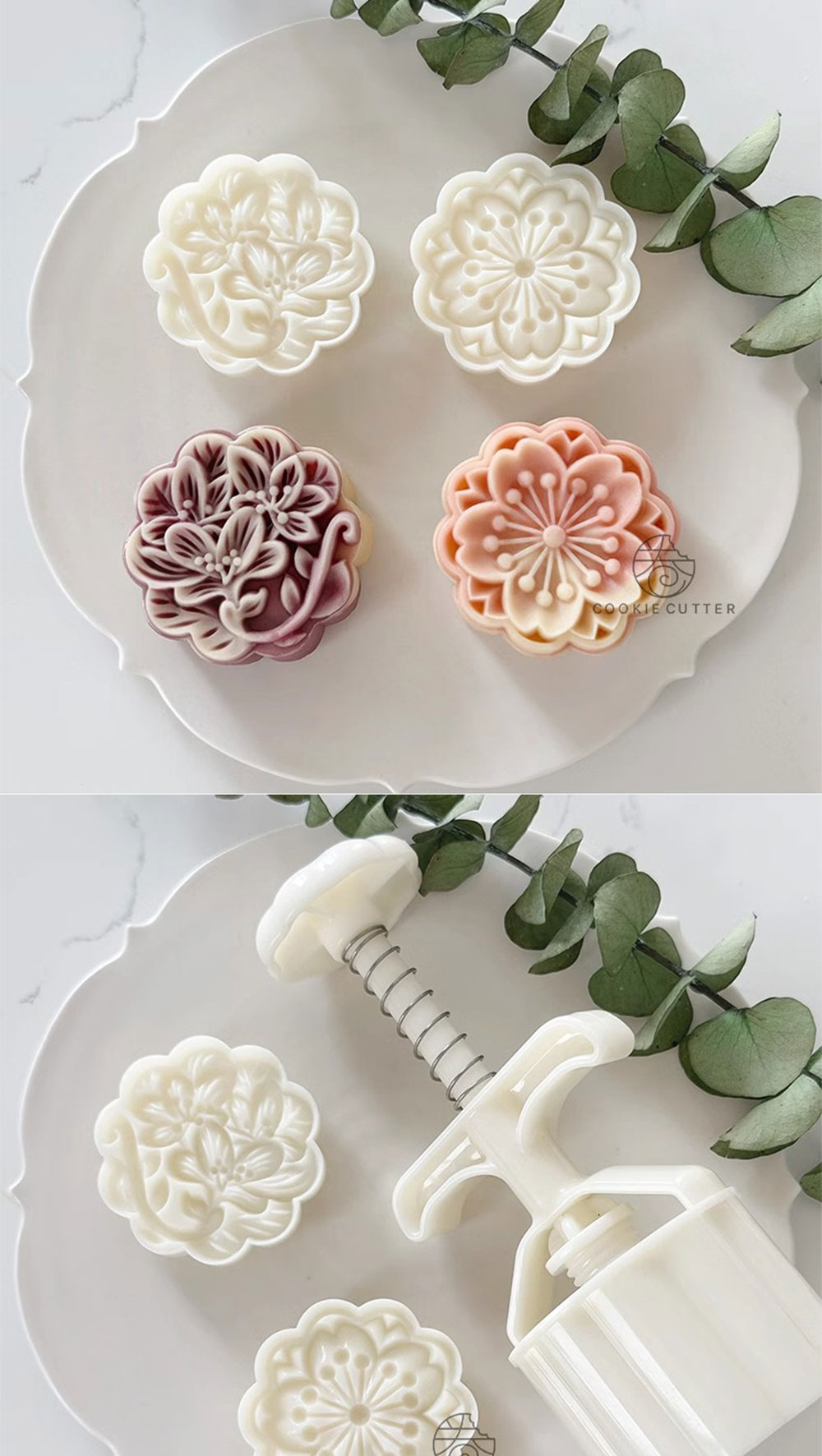 2pcs/Set 75g Azalea Flower Moon Cake Plunger Mold Cherry Cookie Cutter ...