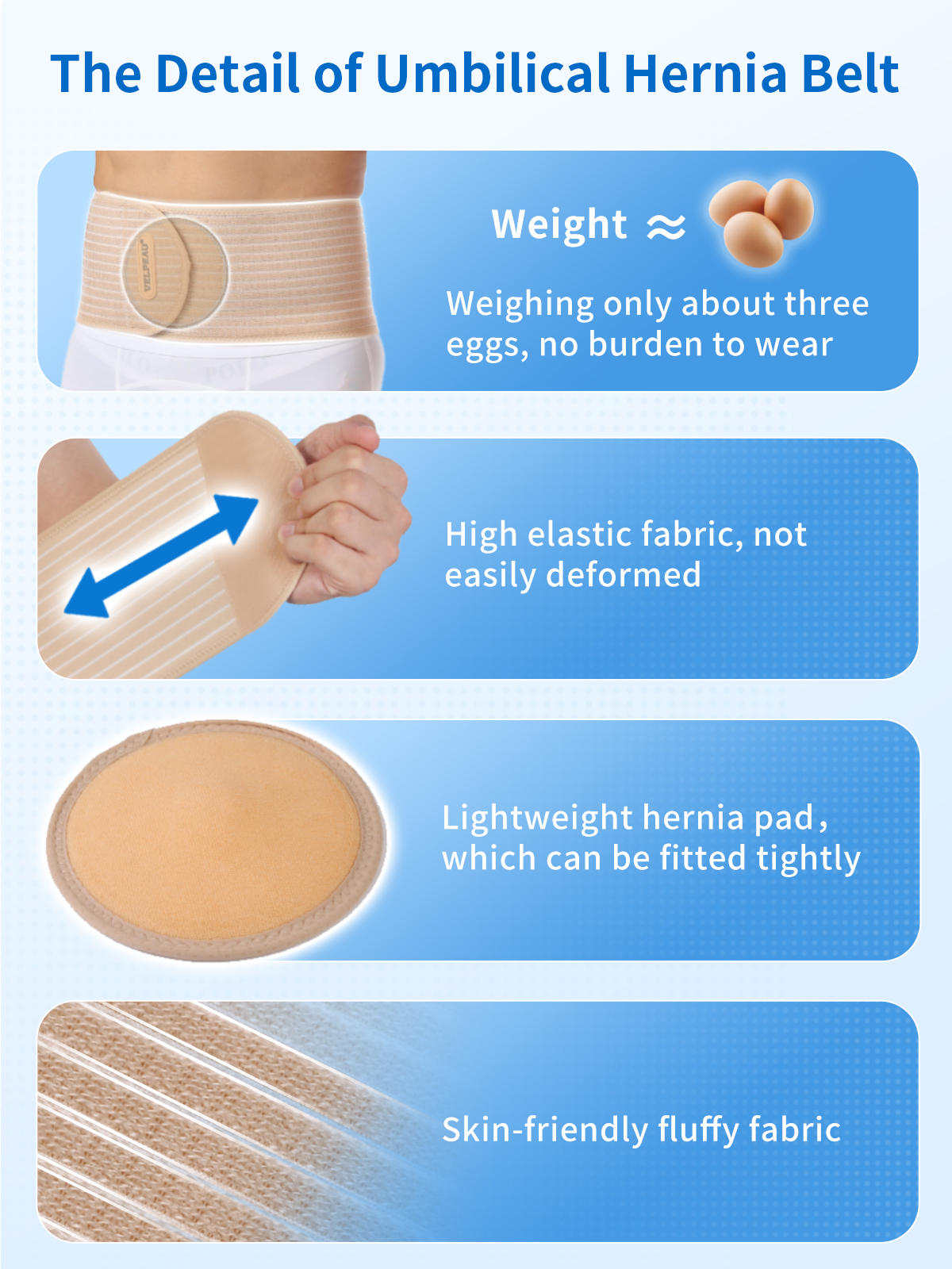 VELPEAU Umbilical Hernia Belt - Navel Ventral Epigastric Incisional and Belly Button Hernias ...