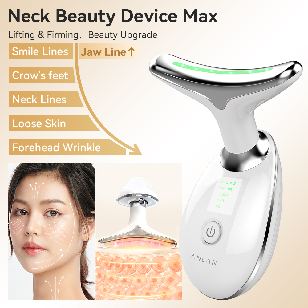 ANLAN Neck Beauty Device Max 7 Color Light Therapy Face Massager ...