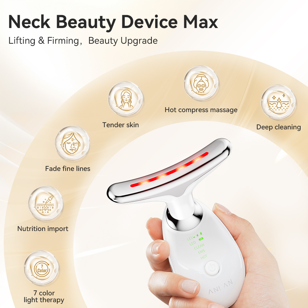 ANLAN Neck Beauty Device Max 7 Color Light Therapy Face Massager ...