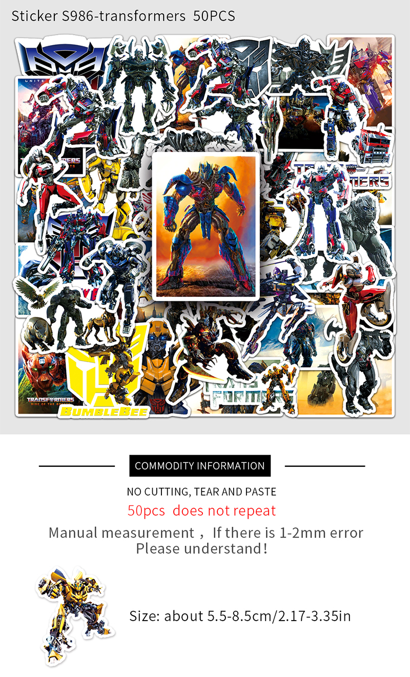 50Pcs Autobot Transformers Stickers Motorcycle Car Skateboard Laptop ...