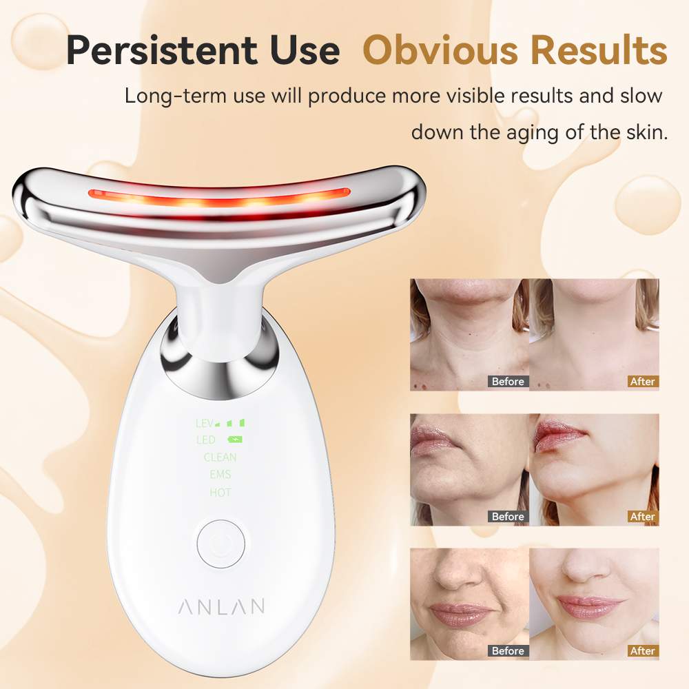 ANLAN Neck Beauty Device Max 7 Color Light Therapy Face Massager ...