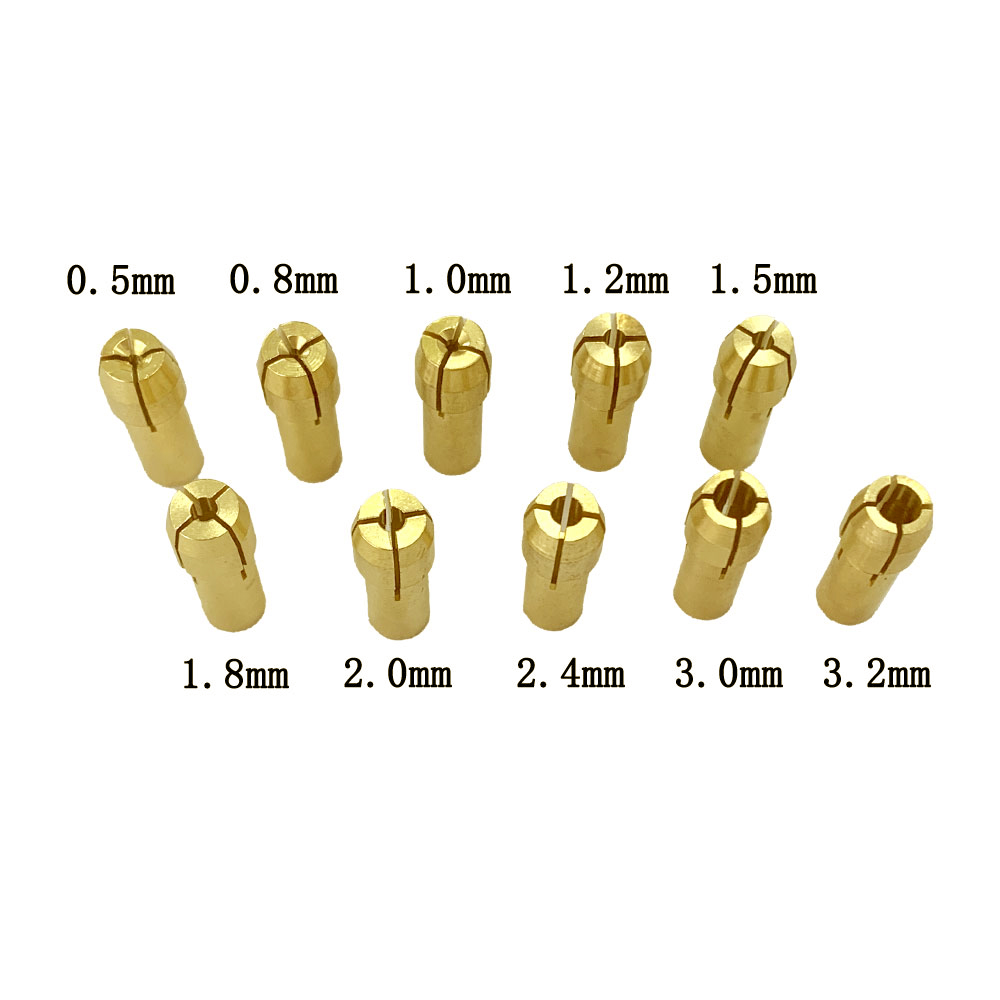 10pc brass chuck 0.5-3.2mm electric grinding drill bit clamp mini drill ...