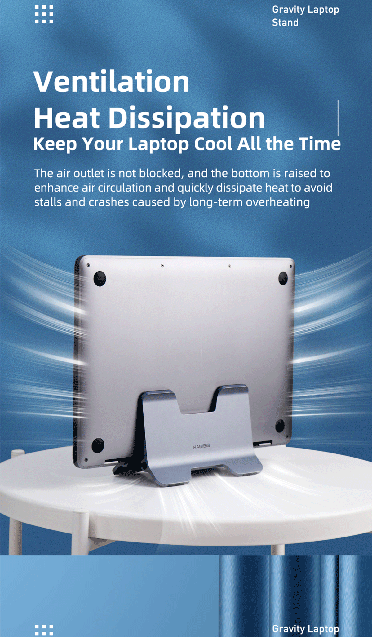 Hagibis Vertical Laptop Stand Desktop Gravity Holder Aluminum Notebook ...