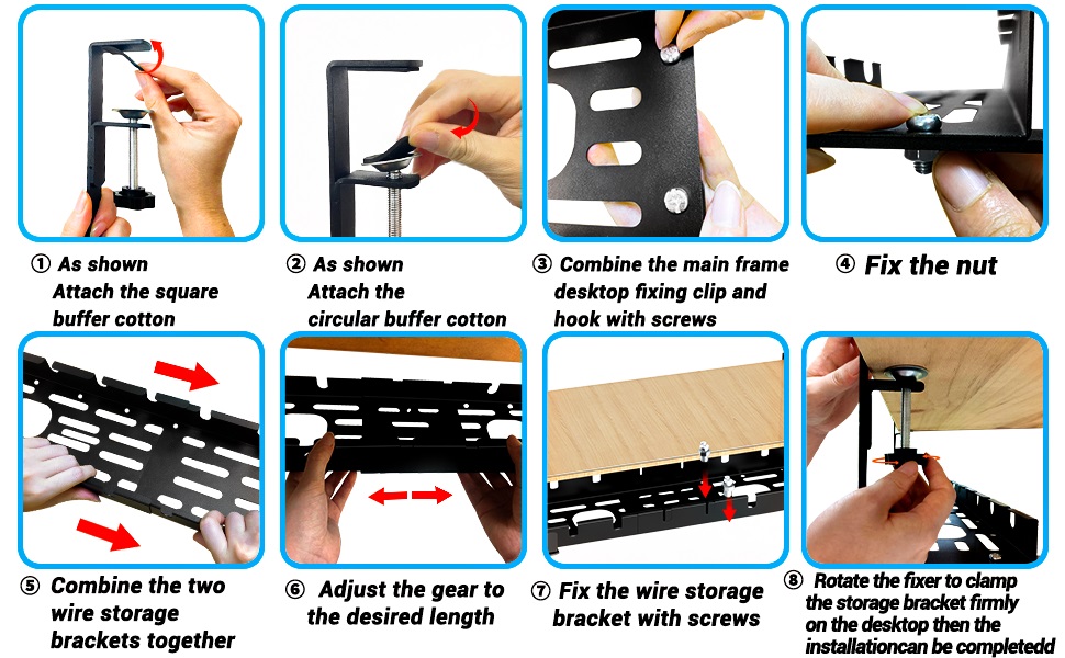 [SG STOCK]Extendable Under Desk Cable Management Tray Retractable Cord ...