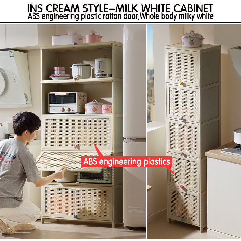 Milk-White Kitchen Cabinet Sideboard Cabinet with Flip Door Imitation ...