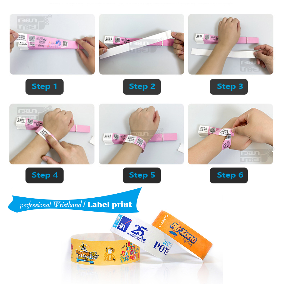 100pcs disposable wristband sticker waterproof event wrist band ...