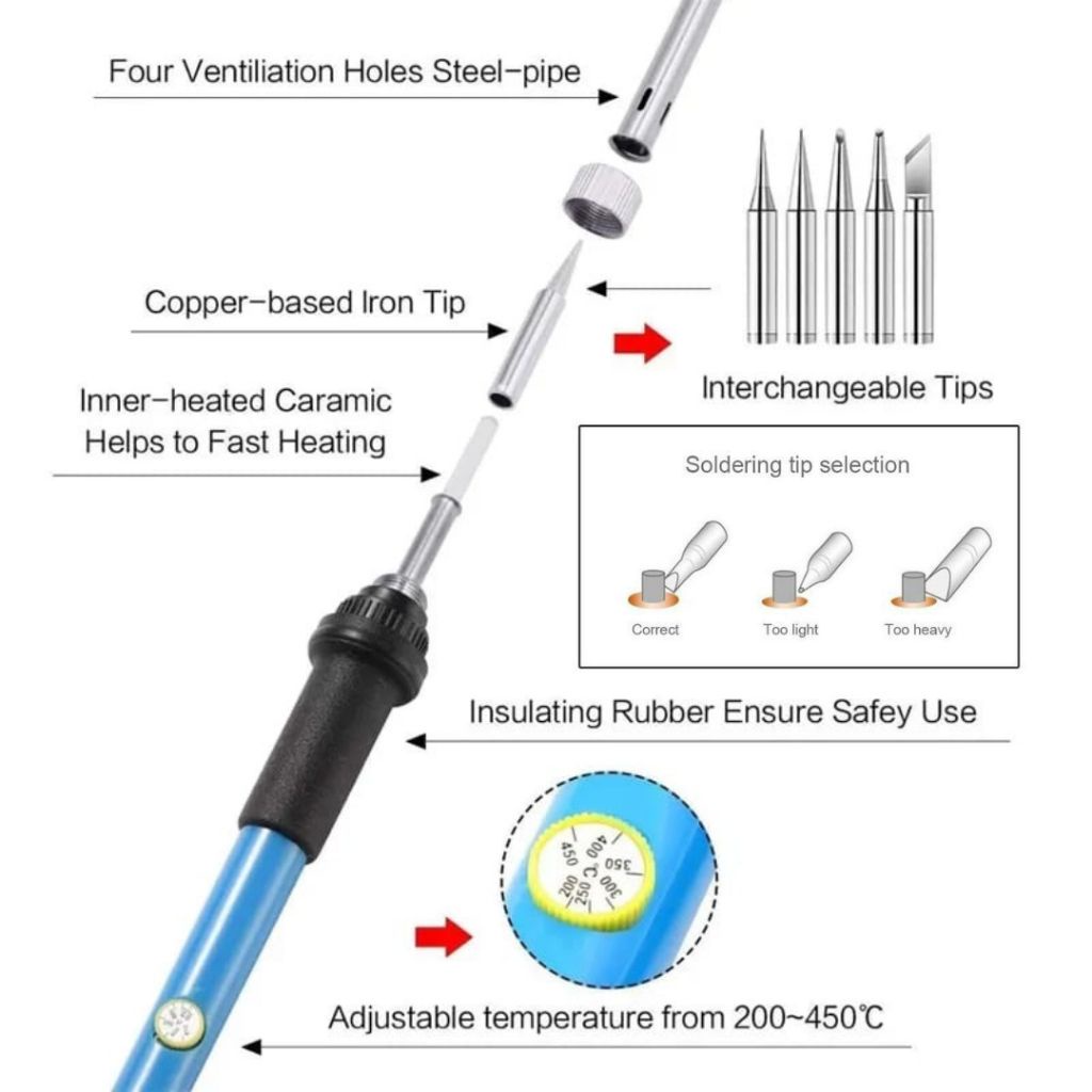 SG Stock Soldering Iron 15 Pcs Soldering Iron Set 60W Soldering Kit ...