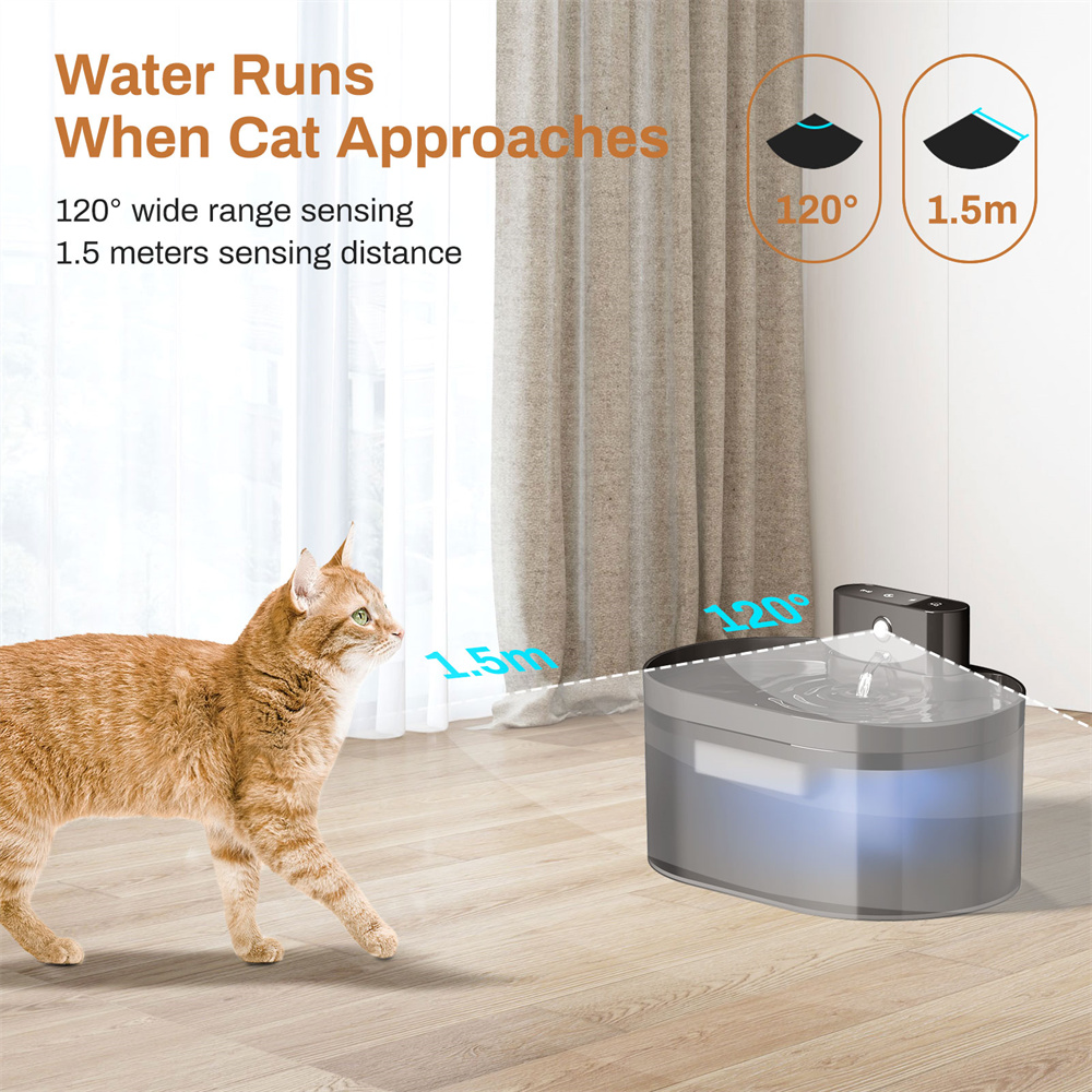 Wireless automatic cat water fountain, 2600 mAh rechargeable cat water ...