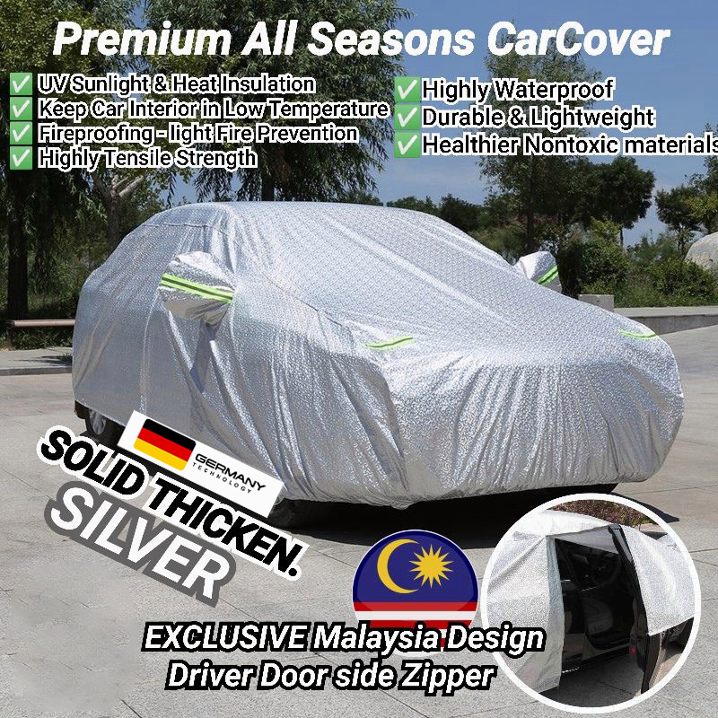 Car Cover Waterproof PVC Cotton 3 Layer Protection Prevent Scratches ...