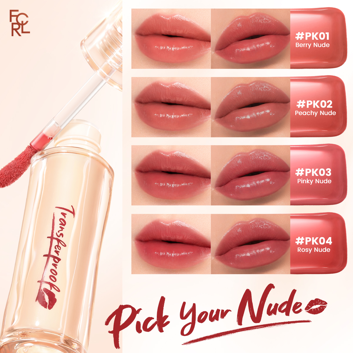 FOCALLURE Transferproof Glazed Shine Lip Tint Super Transferproof ...
