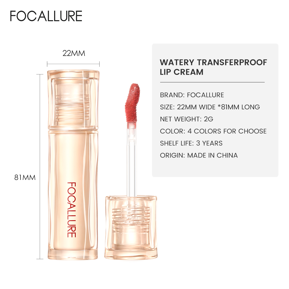 FOCALLURE Transferproof Glazed Shine Lip Tint Super Transferproof ...