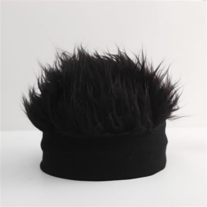 Korean Retro Wig Hat - Men's Hip Hop Knit Cap with Integrated Brimless ...