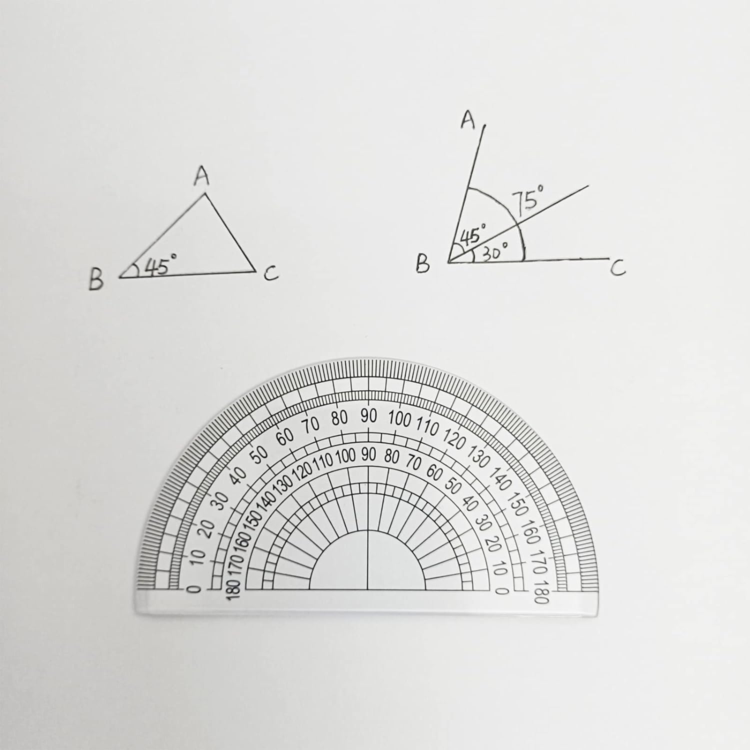 3pcs Clear Plastic Geometry Protractor 180 Degrees Ruler Protractors 4 ...