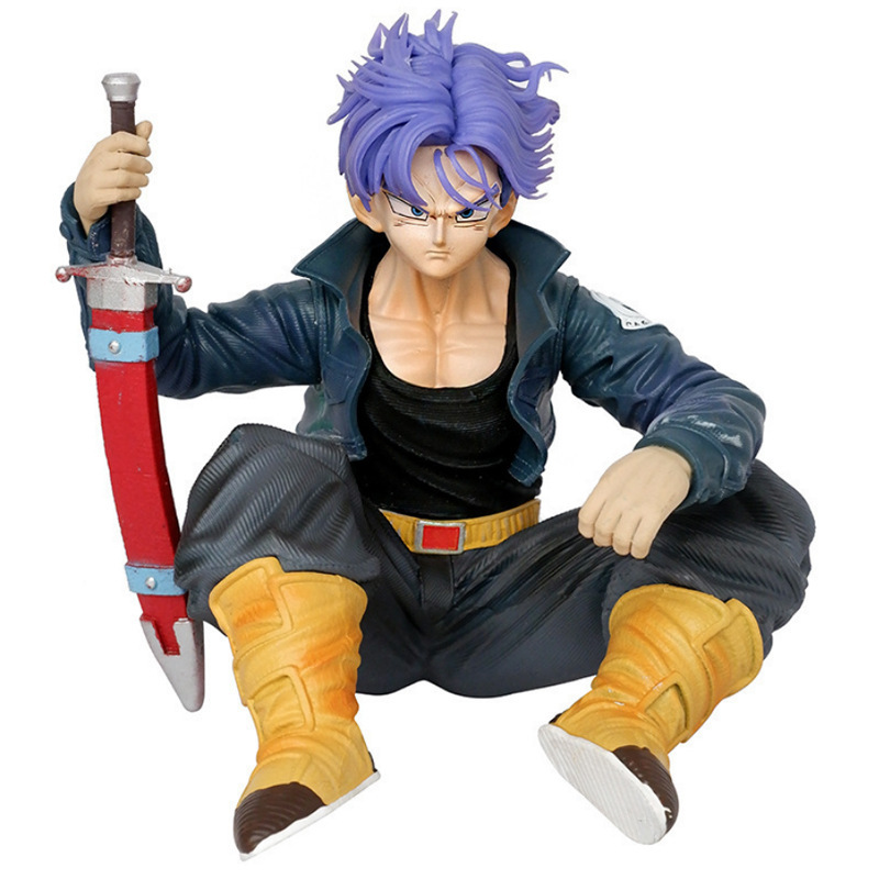 10cm Anime Dragpn Ball Z Trunks Figure Sitting Position Torankusu GK ...