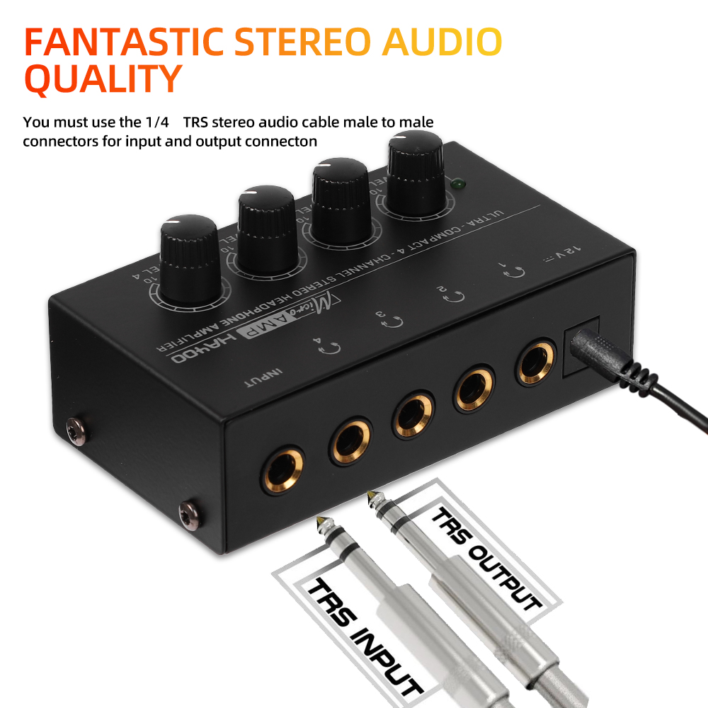 Ultra-Compact 4-Channel Headphone Amplifier with 1 Input 4 Outputs ...
