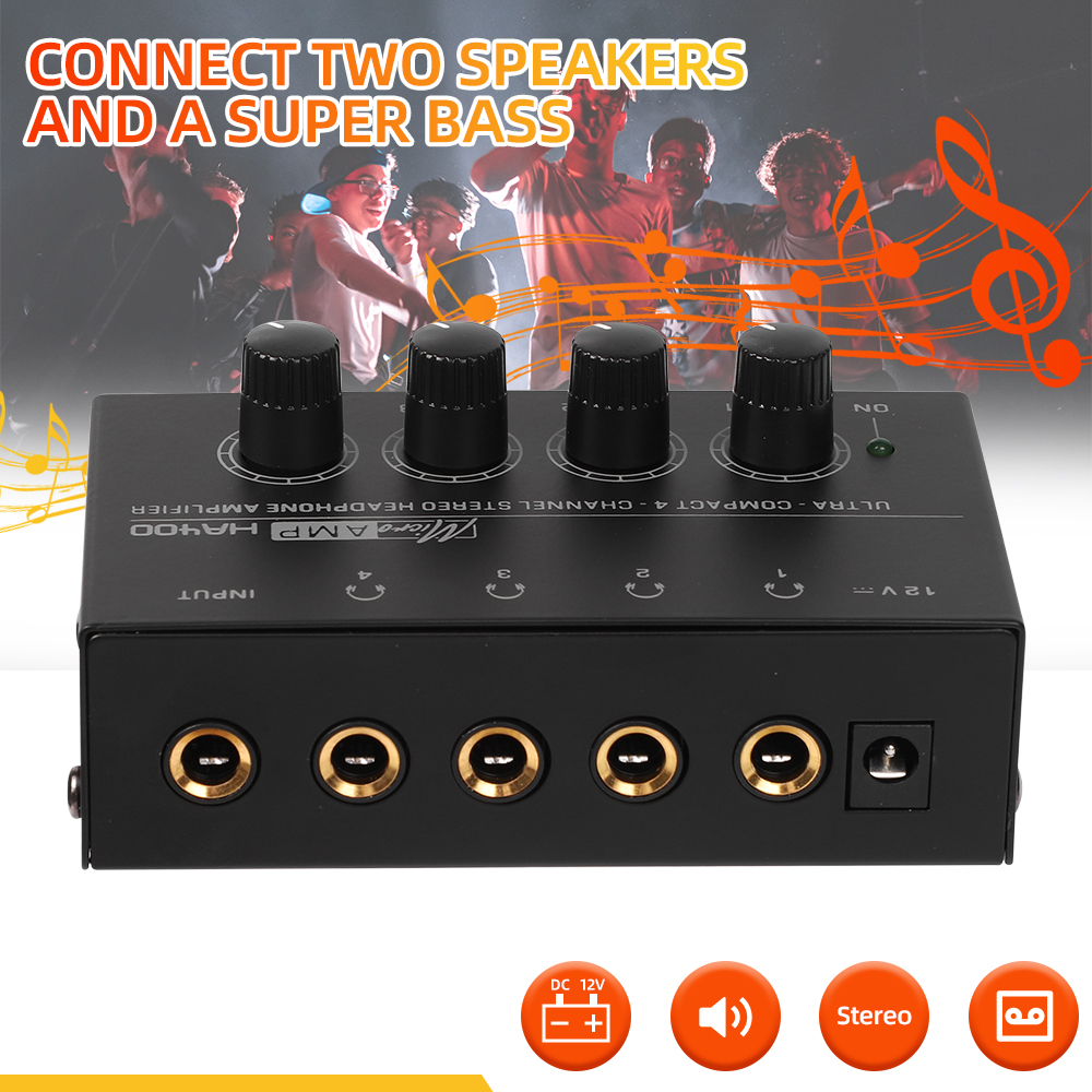 Ultra-Compact 4-Channel Headphone Amplifier with 1 Input 4 Outputs ...