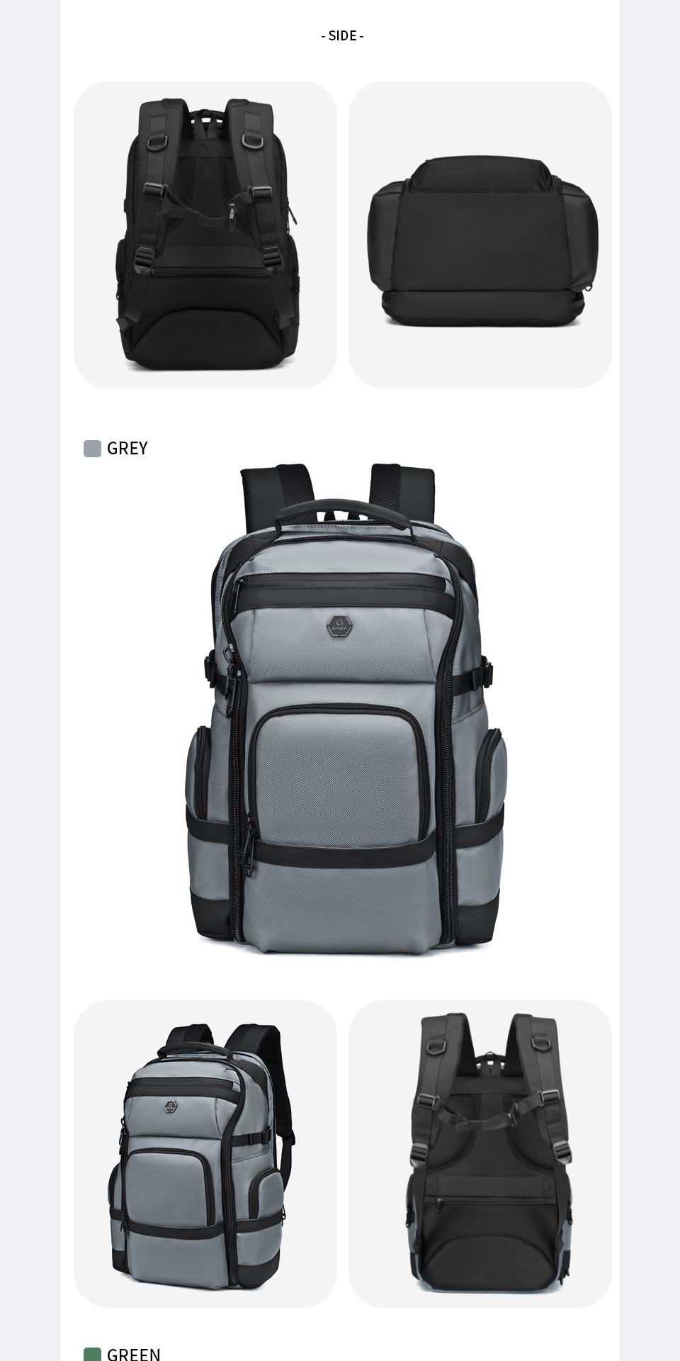OZUKO Large Capacity Men Backpack Outdoor Daily Use Mulit Pockets ...