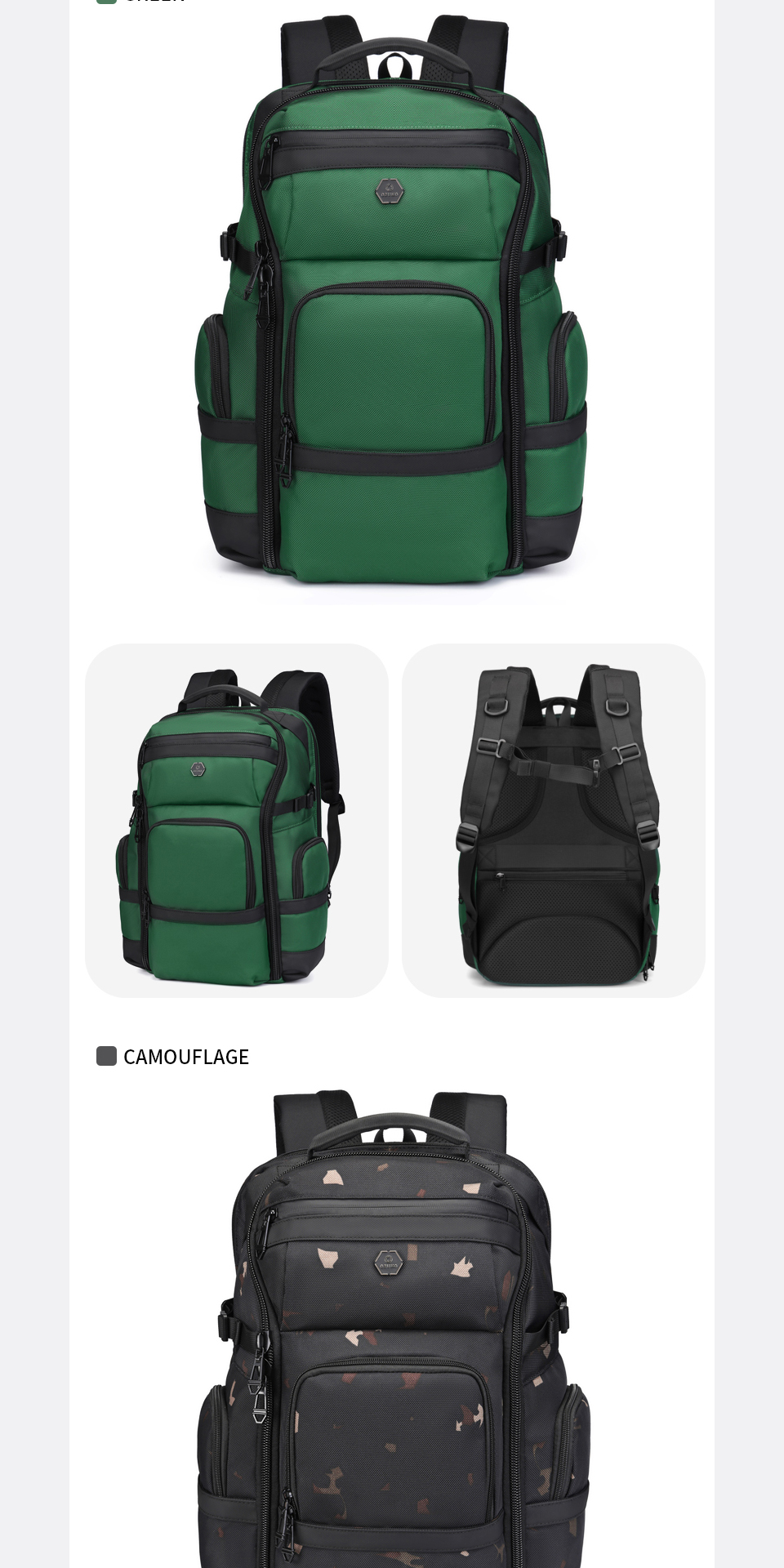 OZUKO Large Capacity Men Backpack Outdoor Daily Use Mulit Pockets ...