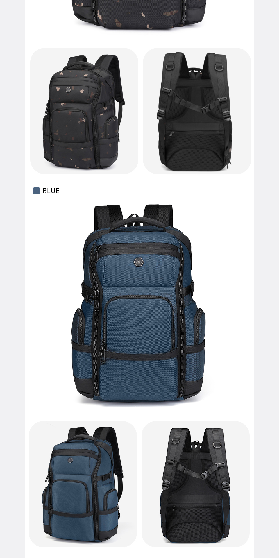 OZUKO Large Capacity Men Backpack Outdoor Daily Use Mulit Pockets ...