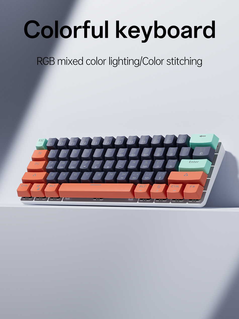 MUCAI 61 Key Mechanical Keyboard USB Wired LED Backlit Axis Gaming ...