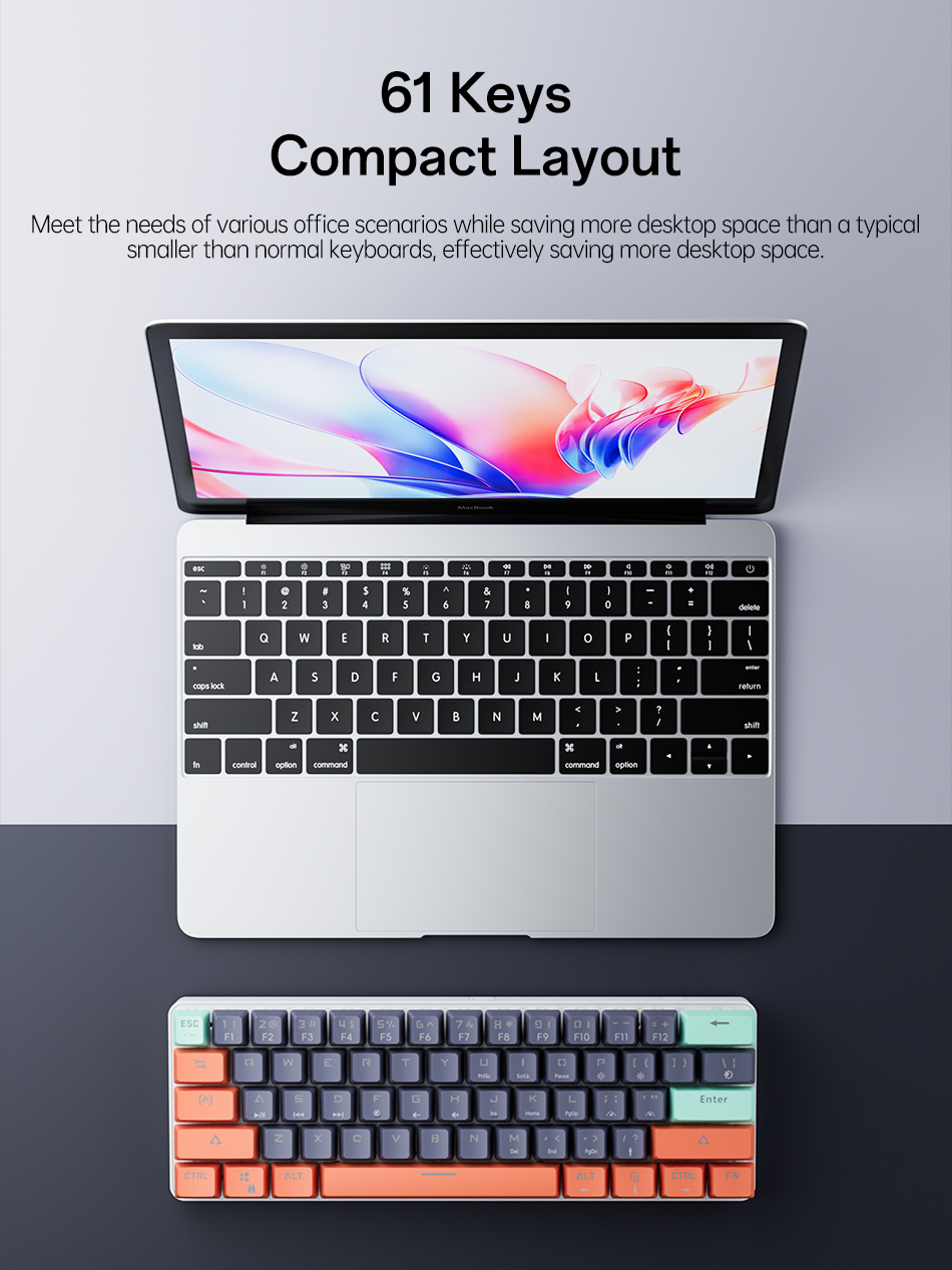 MUCAI 61 Key Mechanical Keyboard USB Wired LED Backlit Axis Gaming ...