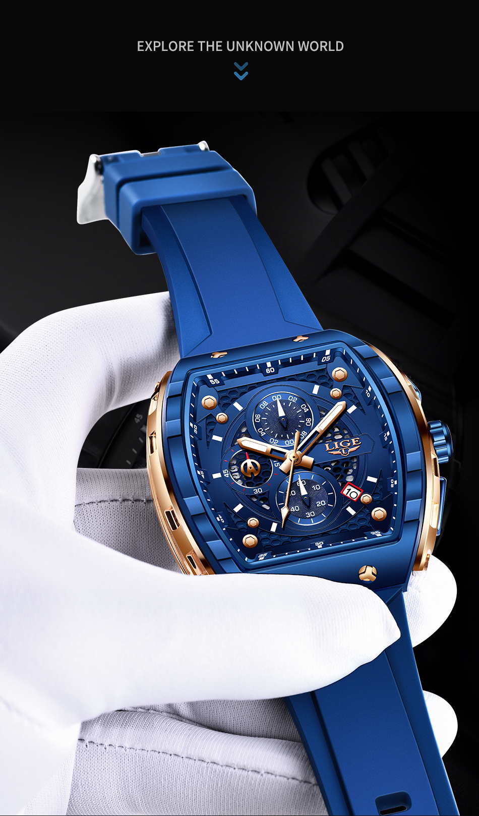 LIGE Fashipon Watch Luminous Waterproof Sports Watches Couple Calendar ...
