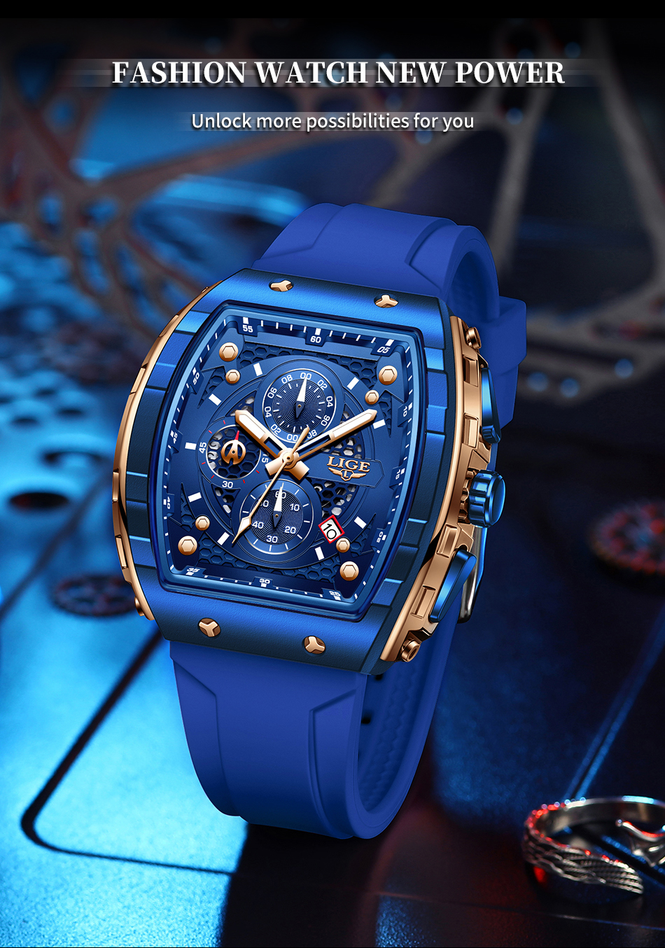 LIGE Fashipon Watch Luminous Waterproof Sports Watches Couple Calendar ...